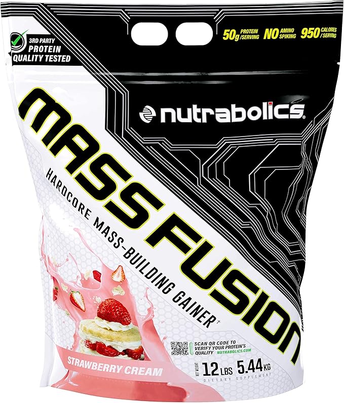 Nutrabolics Mass Fusion Gainer-22Serv.-5.44KG-Strawberry Cream ...